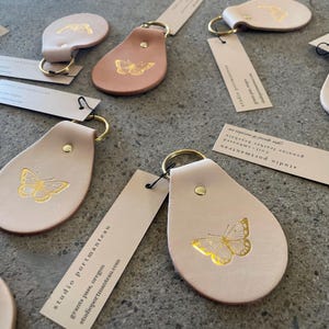 Embossed Tiny Treasure Keychain. Pretty, Durable Genuine Leather Key ...