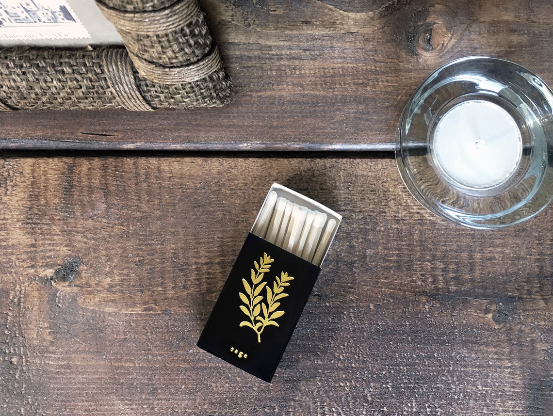 Sage Botanical Foil Stamped Matchboxes. Emboss Herb Print Matches ...