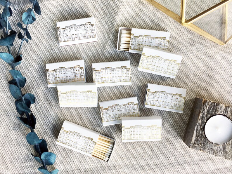 Cozy Village Matchbox. Classic Brownstones Foil Emboss | Etsy