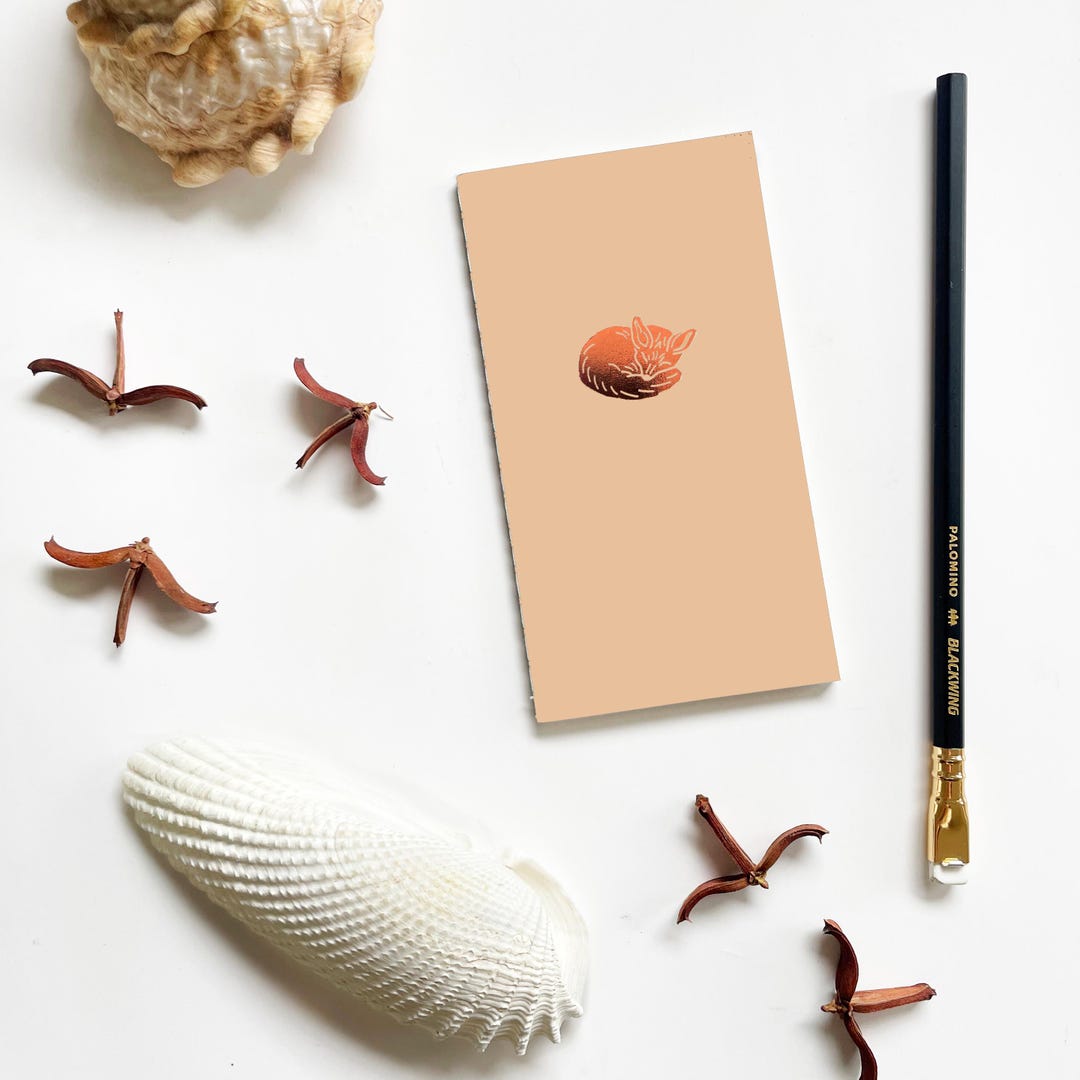 Foil Embossed Sleeping Fox Mini Saddle Stitch Notebook. Nature Pocket ...