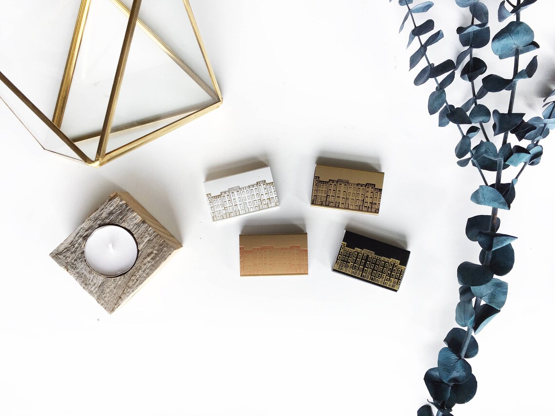 Cozy Village Matchbox. Classic Brownstones Foil Emboss | Etsy