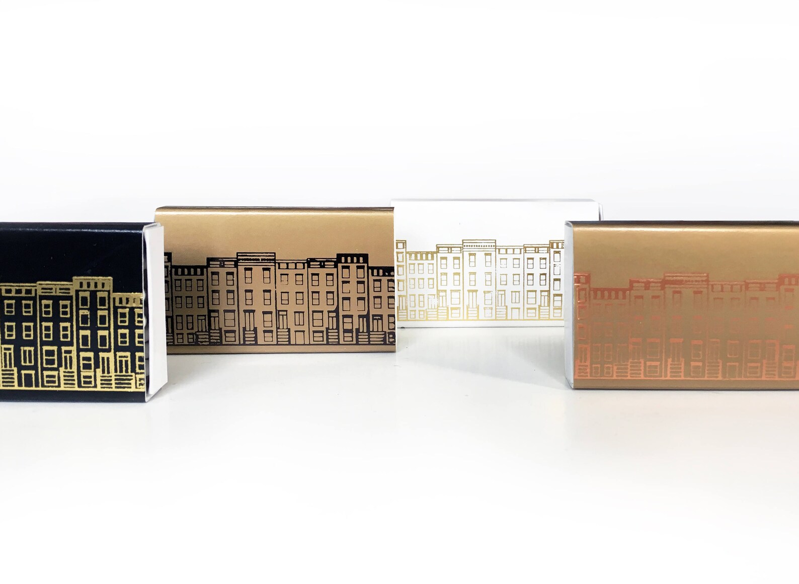 Cozy Village Matchbox. Classic Brownstones Foil Emboss | Etsy