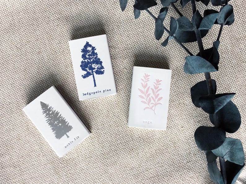 Sage Botanical Foil Stamped Matchboxes. Emboss Herb Print Matches ...