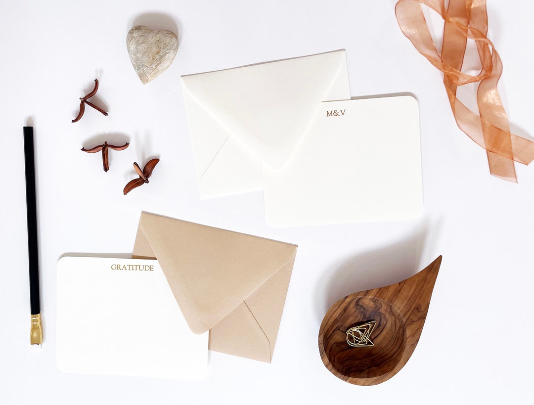 Custom Stationery Set With Foil Pressed Text. Set of (10) Ten ...