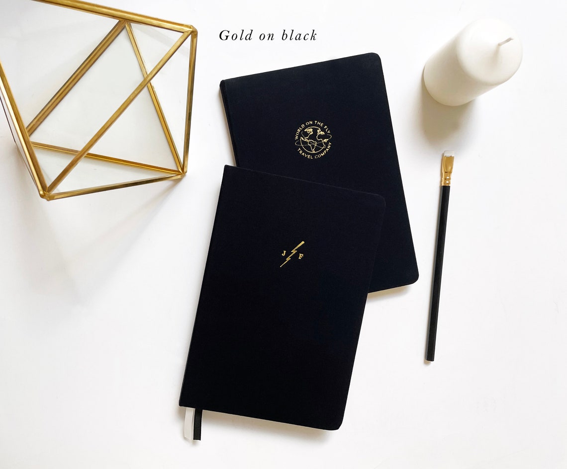 Custom Logo Linen Notebooks; Foil Embossed A5 Journal. Personalized ...