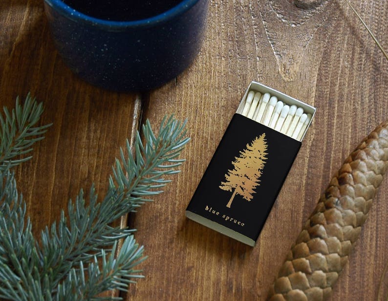 Blue Spruce Tree Matchbox. Camping Matches. Adventure Gift. Pine ...