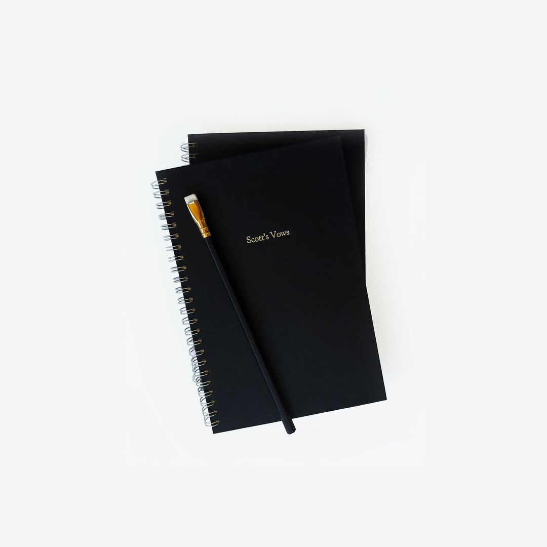 Personalized Black Hardcover Spiral Notebook. Custom Text Wire Notepad ...