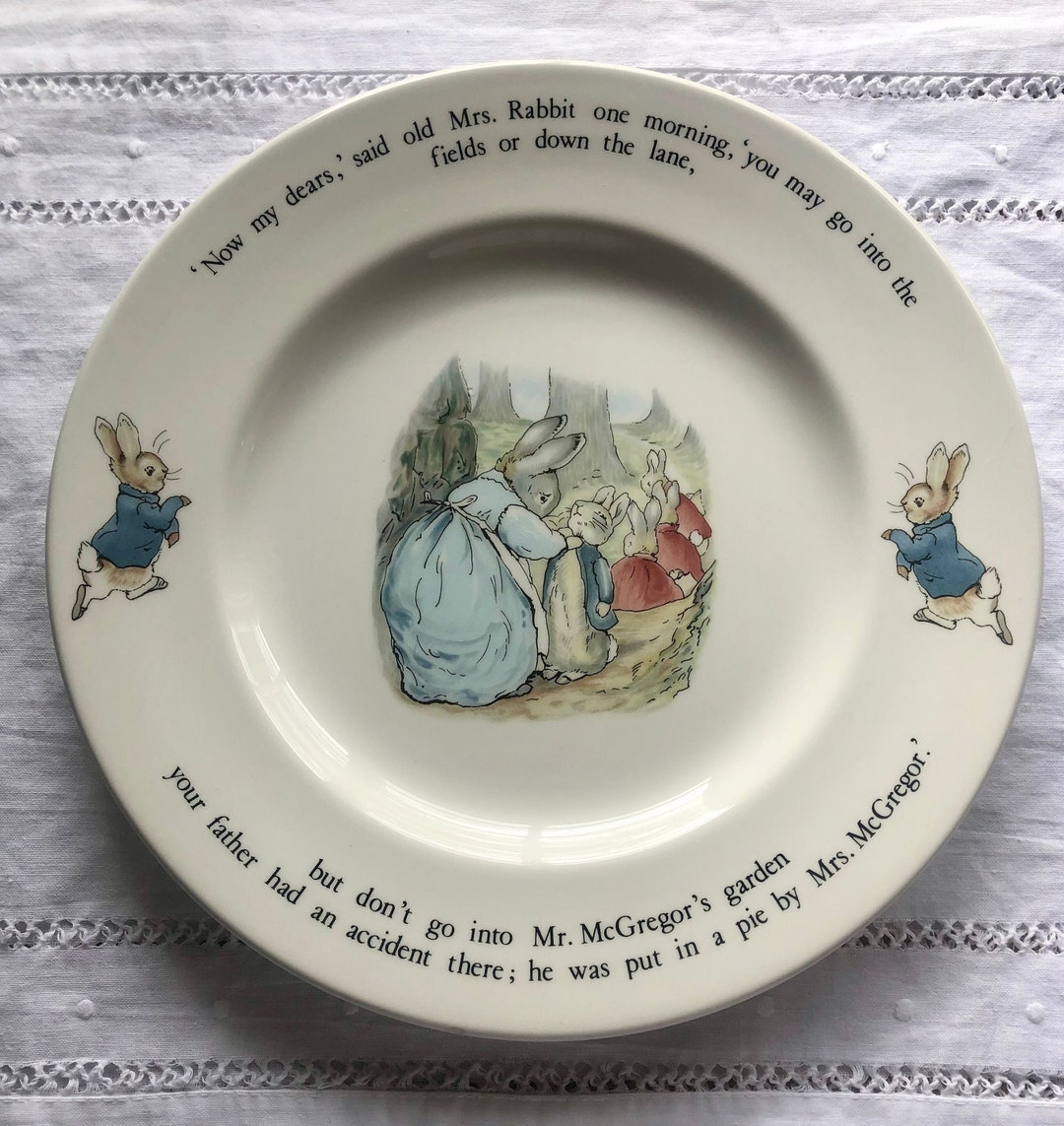 Vintage Set of Peter Rabbit Dinner Plate, Cup, Two Handled Cup & Egg ...