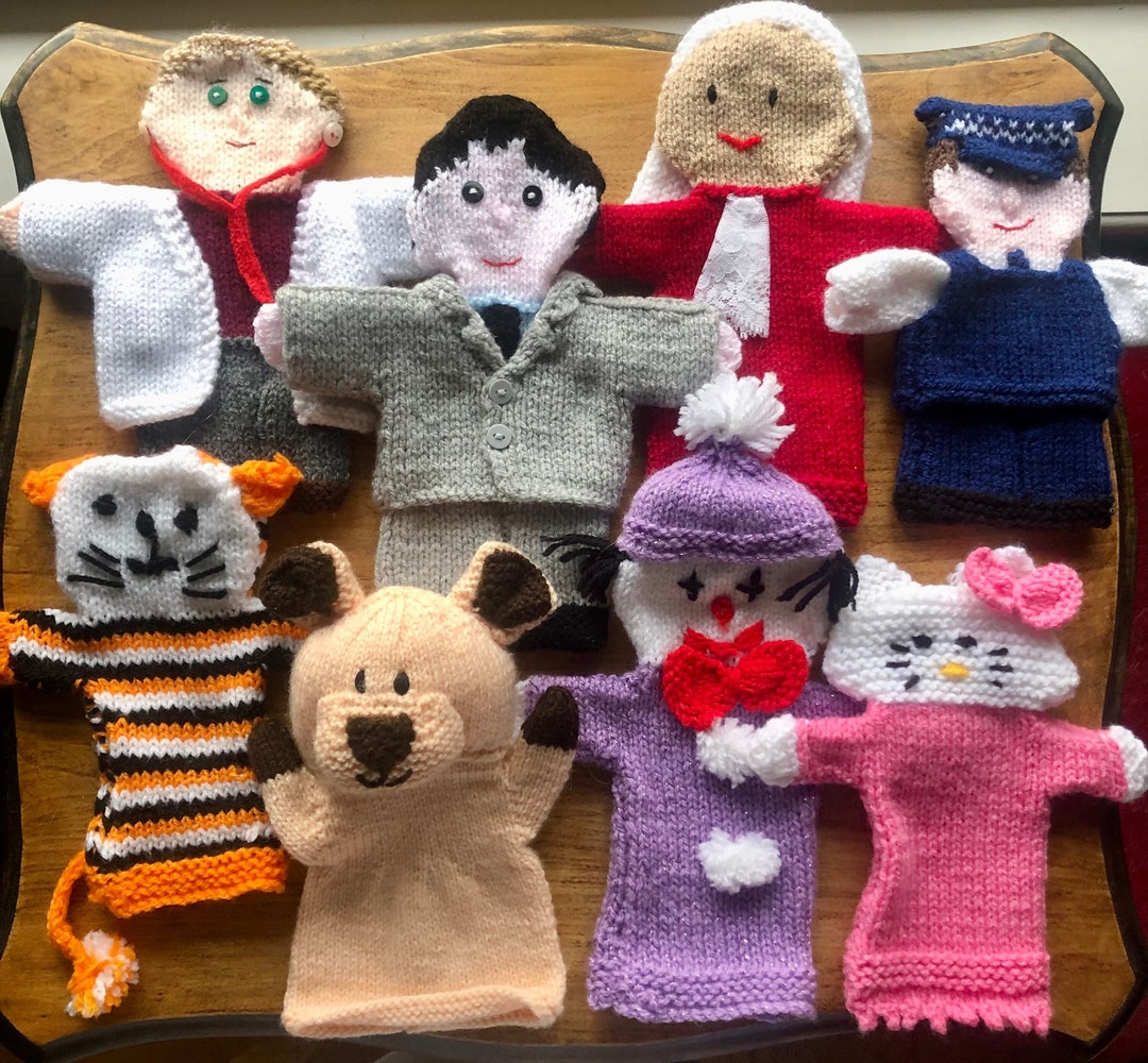 Set of Vintage, Unused, Hand-knitted Glove Puppets, High Court Judge ...