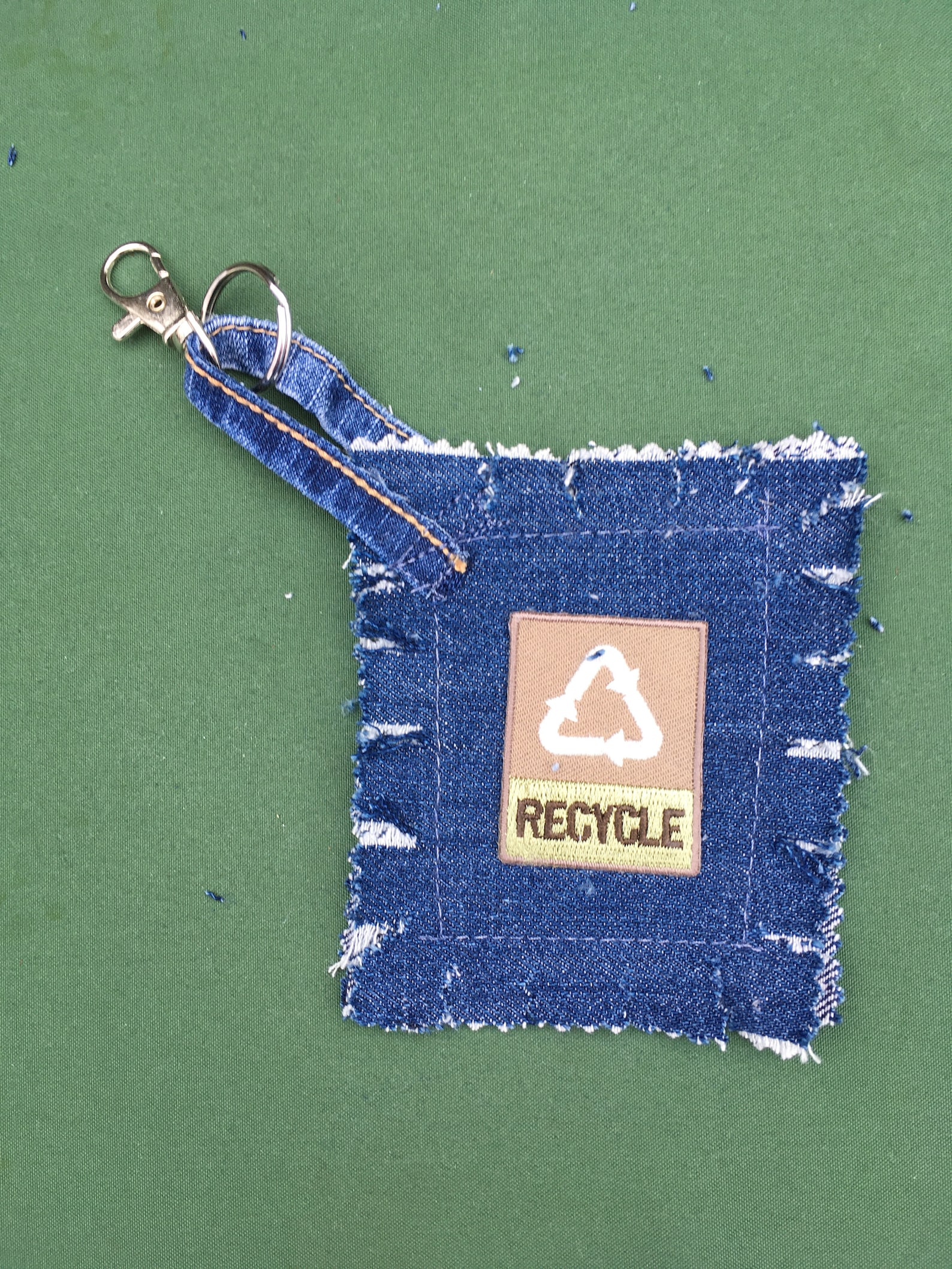 Denim Keychain - "recycle" - Etsy