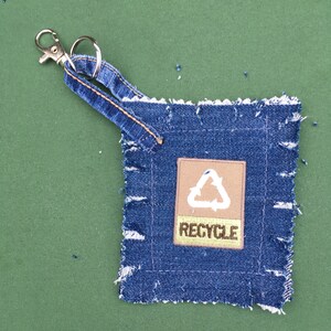 Denim Keychain - "recycle" - Etsy
