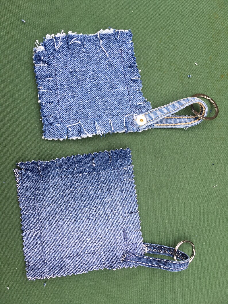 Denim Keychains With Initial - Etsy