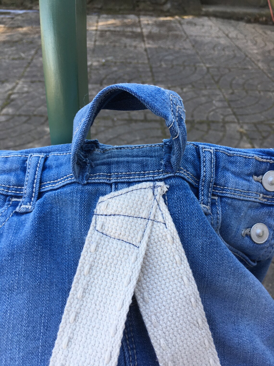Lace Trimmed Denim Backpack Made From Bib Overalls. - Etsy