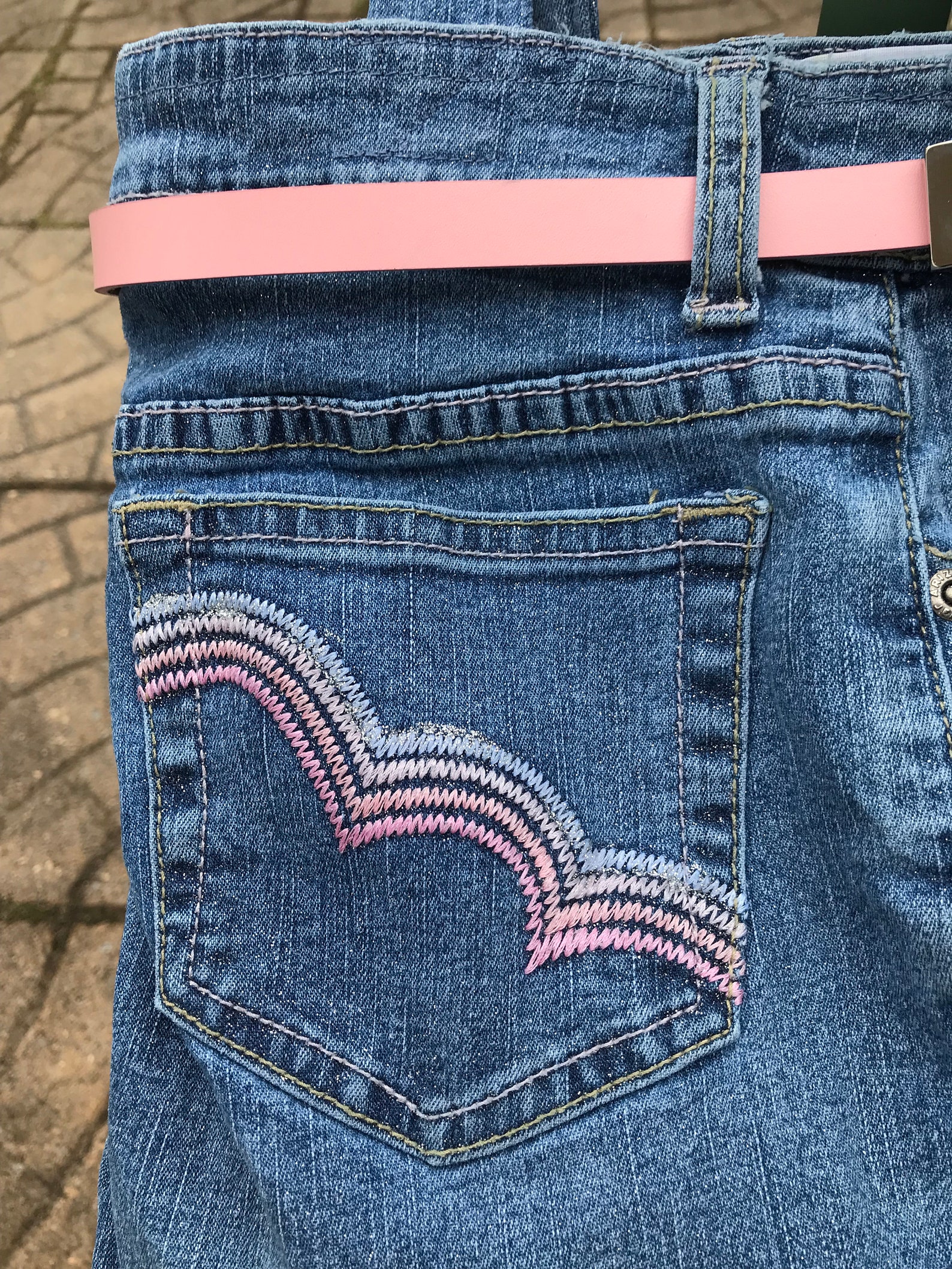 Denim Jeans Handbag - Musical Notes - Silver Glitz in Denim - Pink ...