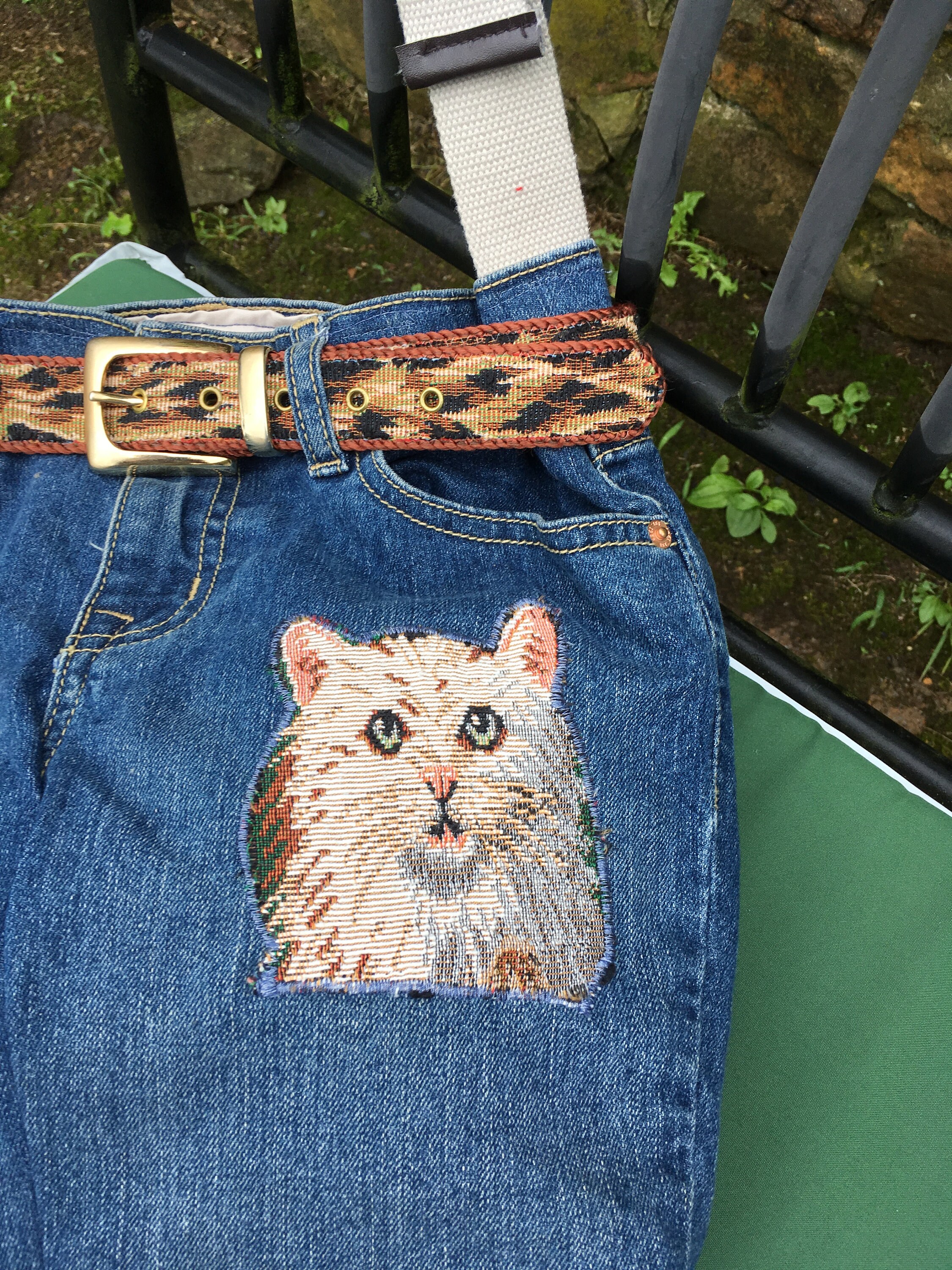 Cat on Denim Purse - Jeans Bag - Denim Handbag - Repurposed Jeans ...