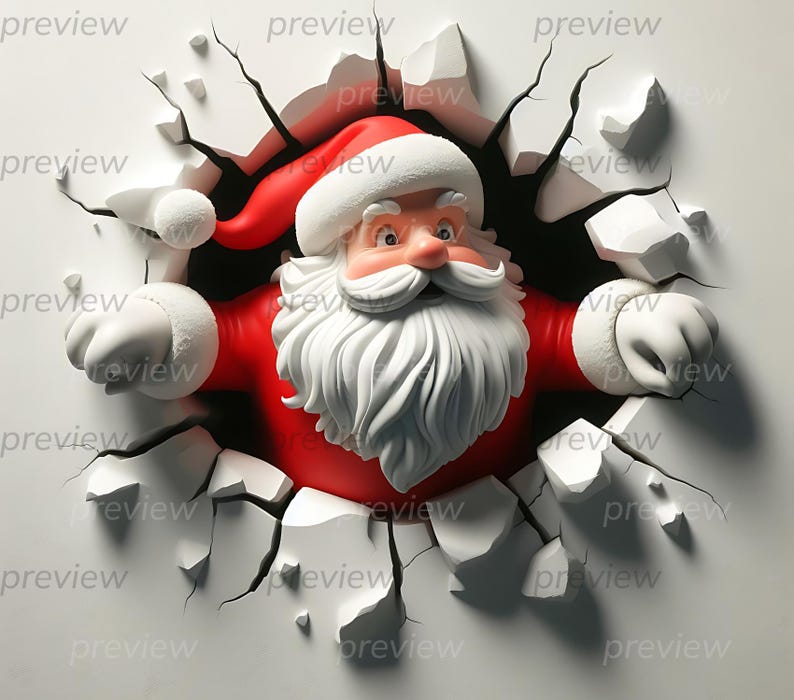 Whimsical Santa Claus Stuck in Wall 3D Tumbler Design for Christmas ...