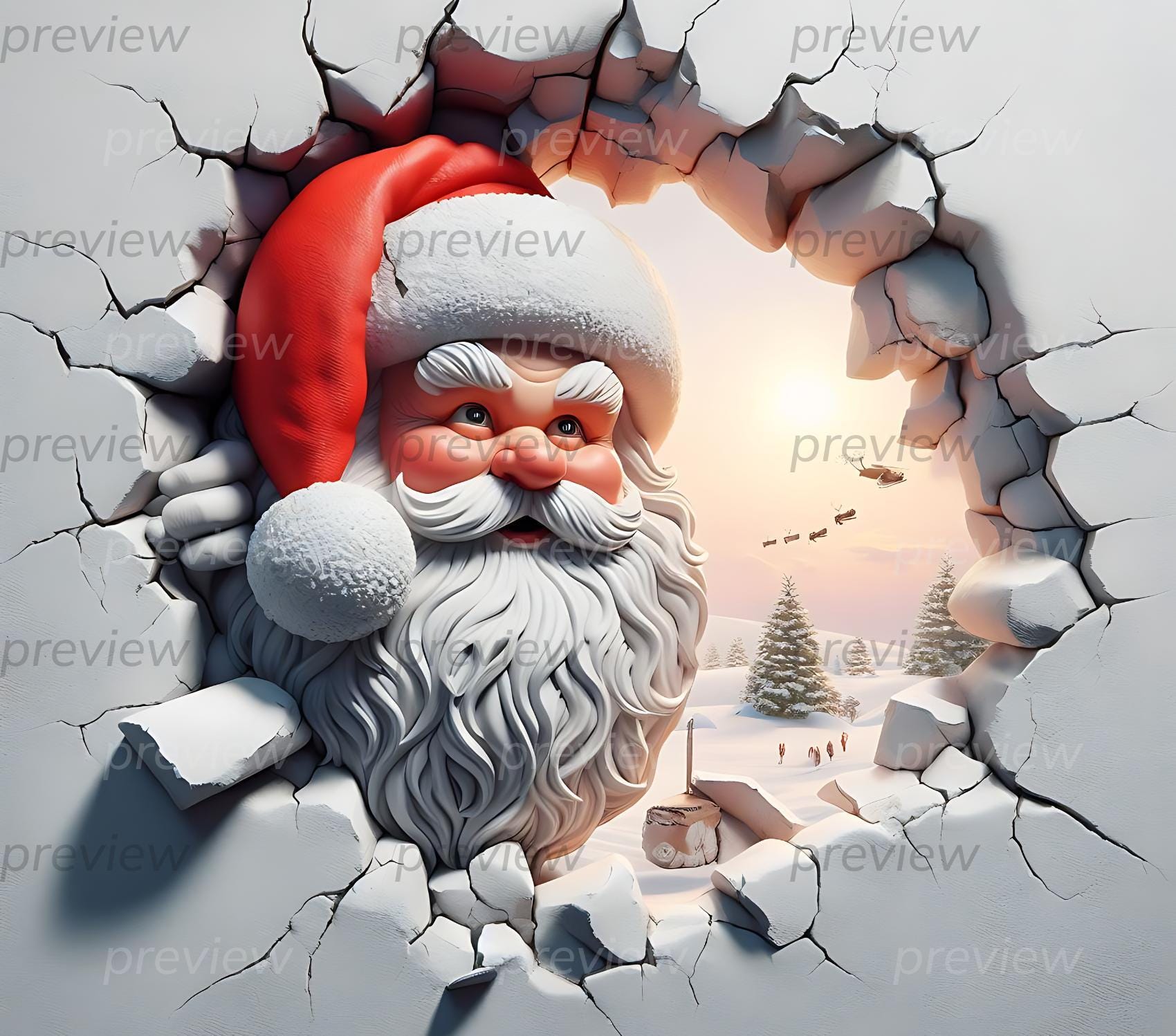 Whimsical Santa Claus Stuck in Wall 3D Tumbler Design for Christmas ...