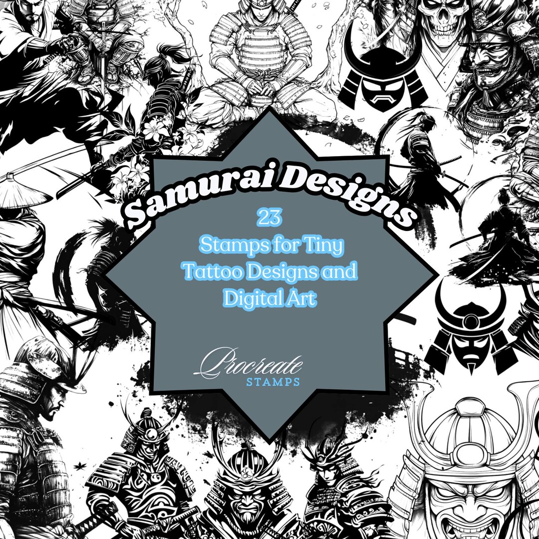Samurai Designs Procreate Stamp Set – 23 Tiny Tattoo Stamps for Digital ...
