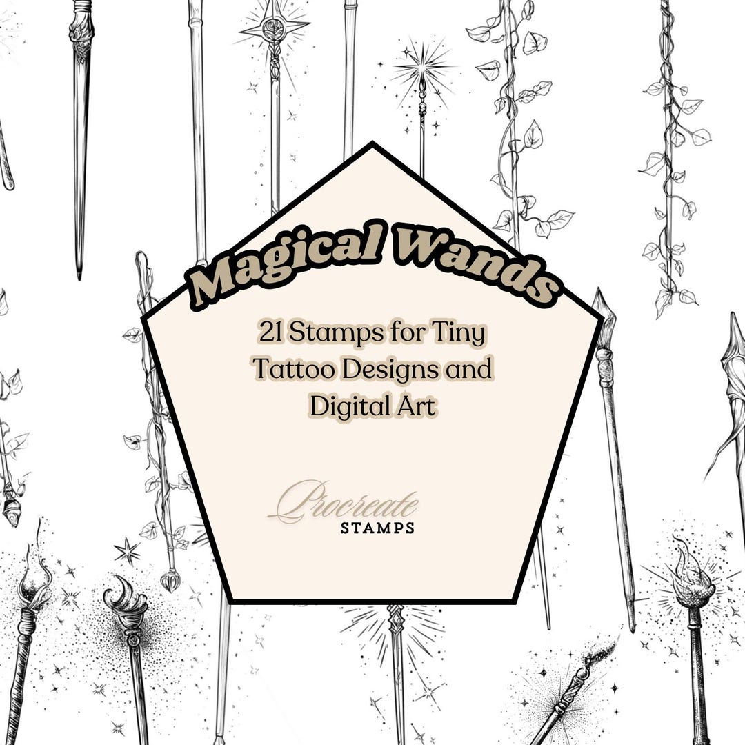 Magical Wands Procreate Stamp Set 21 Tiny Tattoo Stamps for Digital Art ...