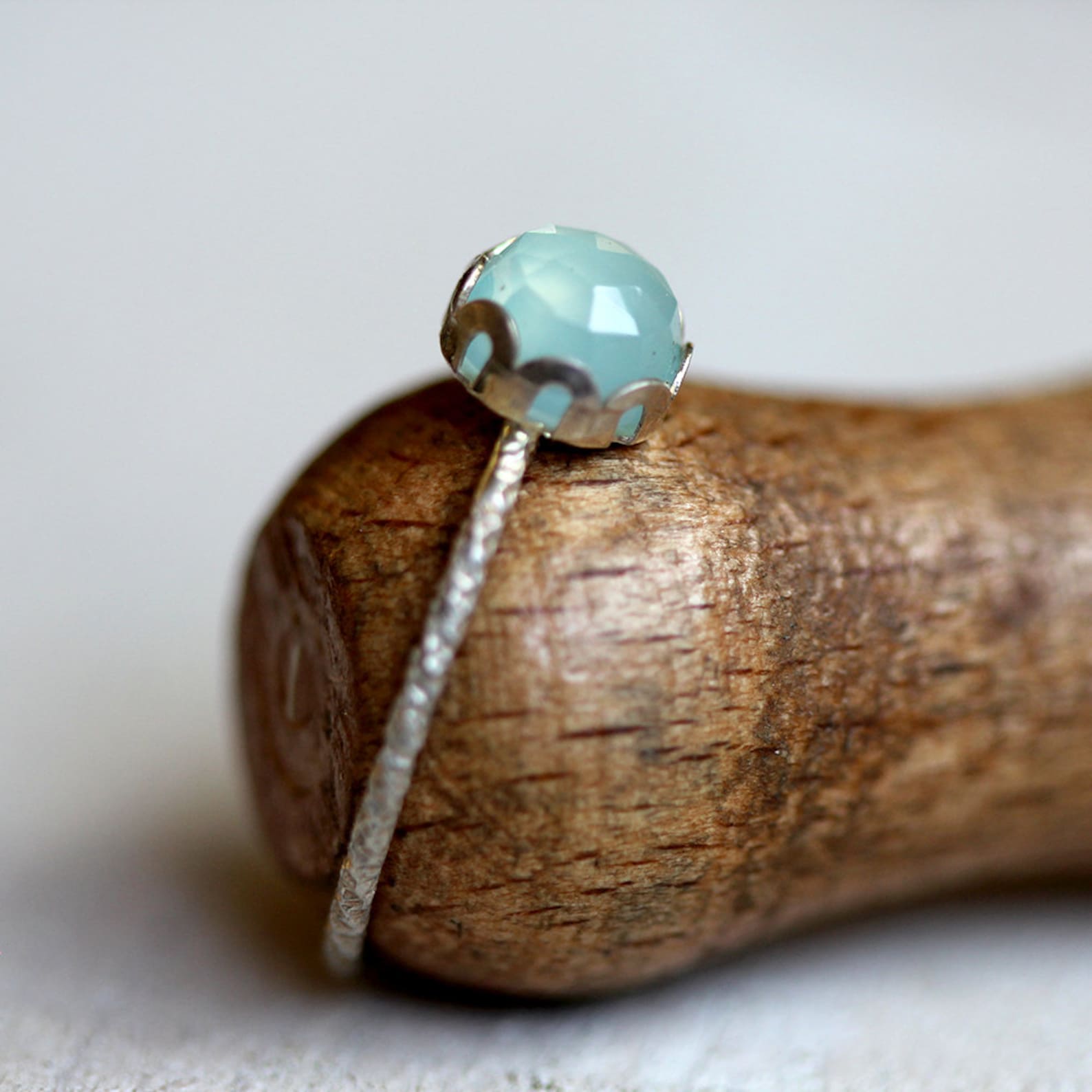 Blue Chalcedony Gemstone Ring - Etsy