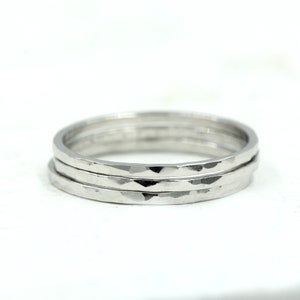 Hammered Platinum Stacking Rings - Etsy