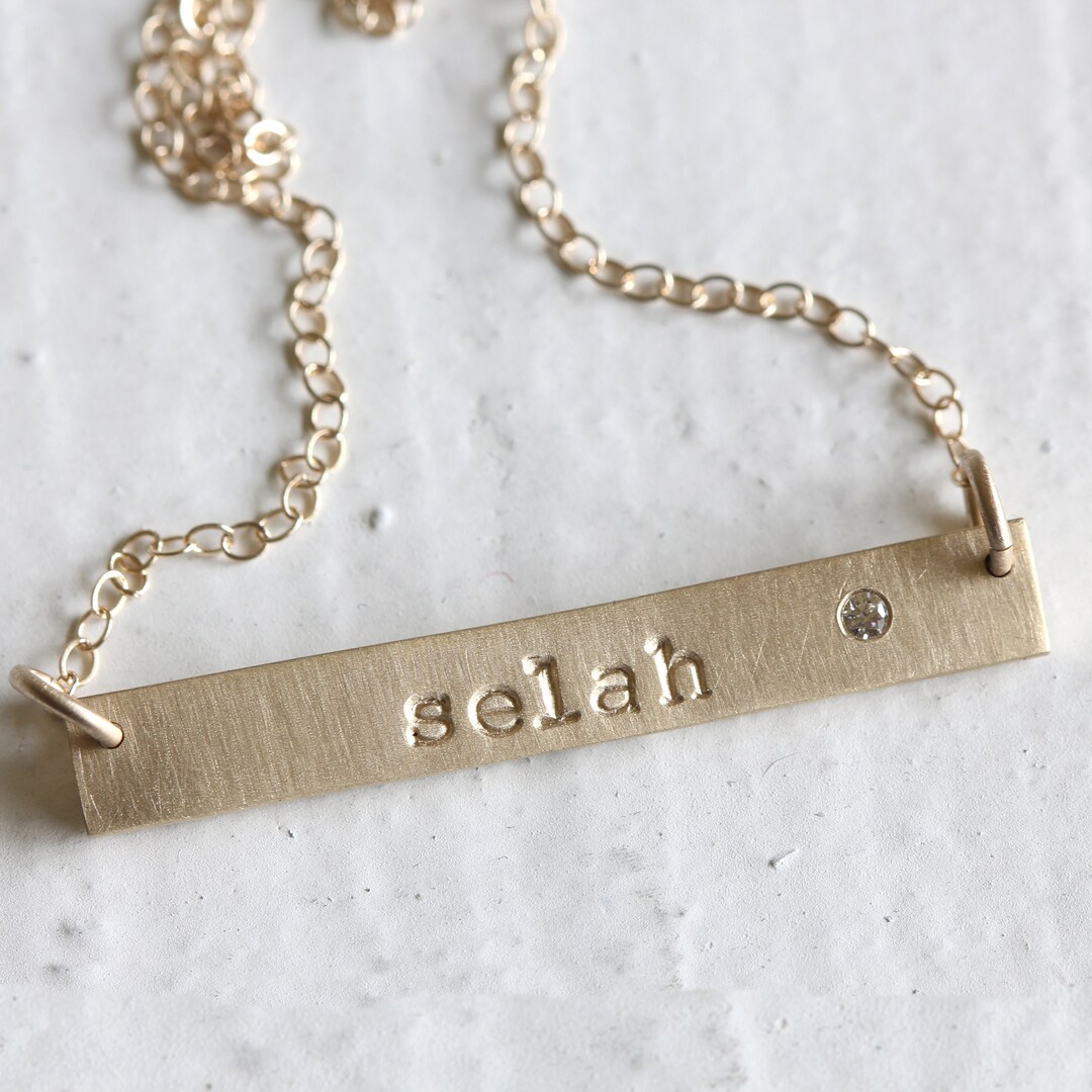 Personalized Gold Bar Necklace With Diamond - Etsy