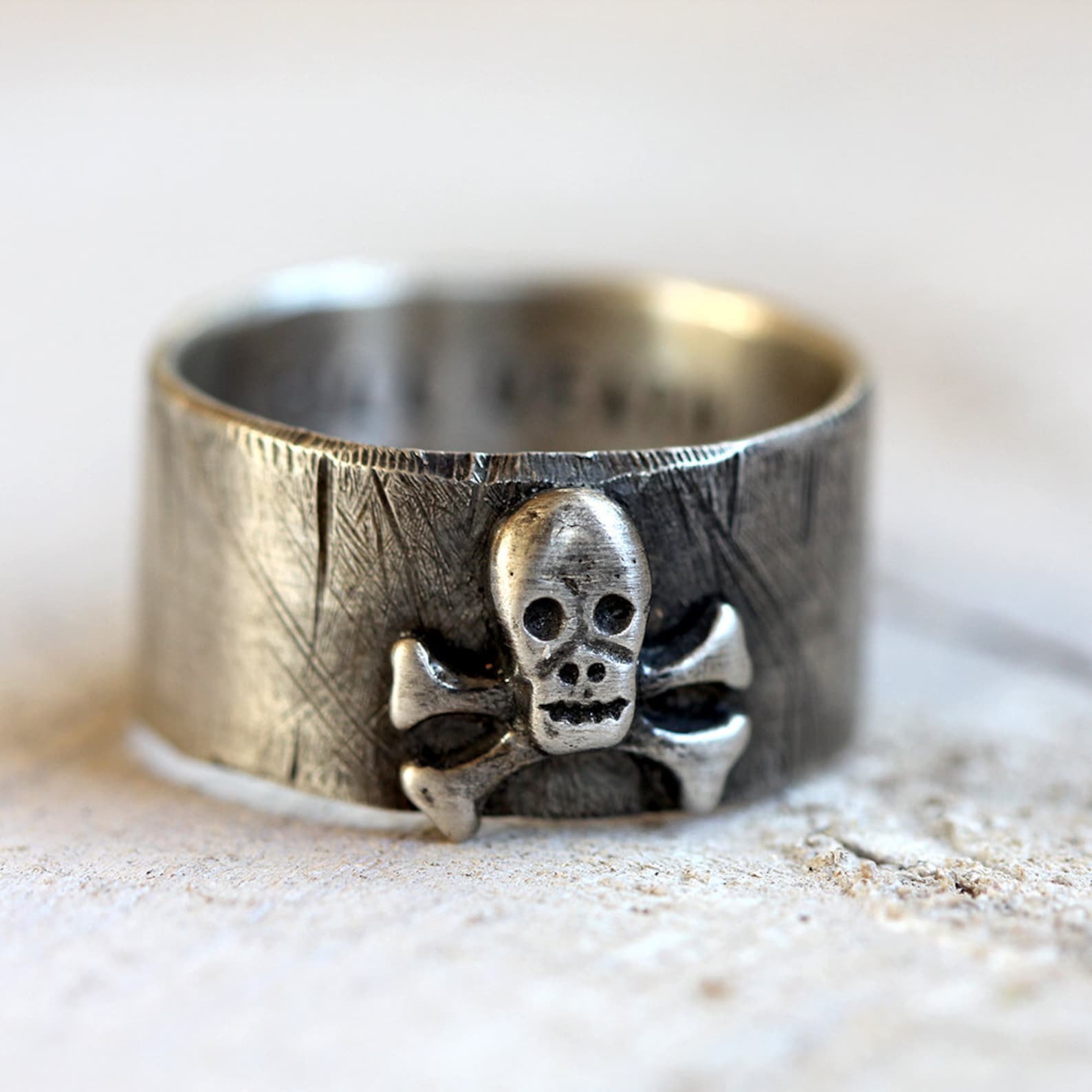 Skull and Crossbones Ring Sterling Silver Personalized Pirate - Etsy