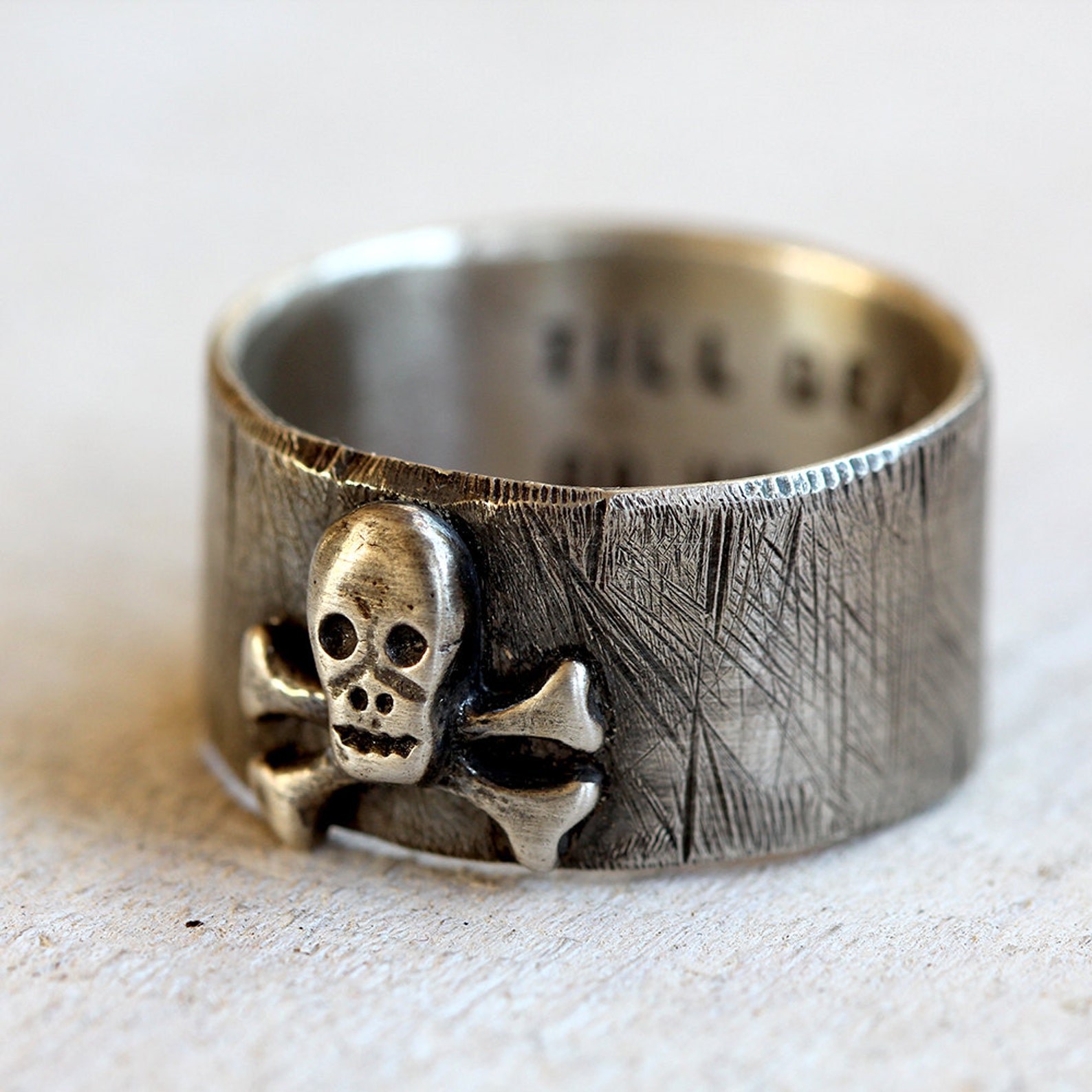 Skull and Crossbones Ring Sterling Silver Personalized Pirate - Etsy