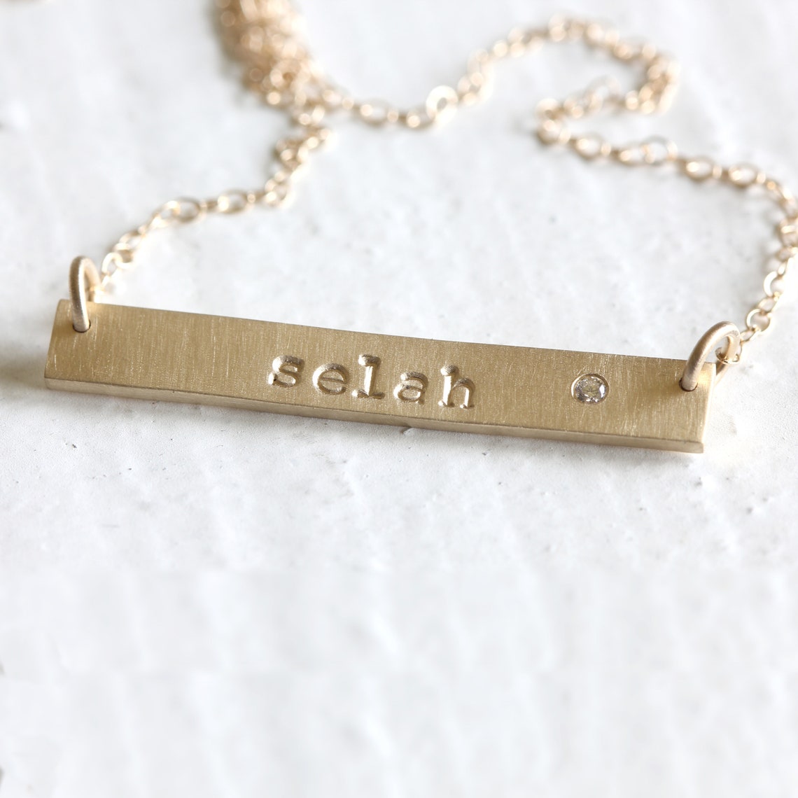Personalized Gold Bar Necklace With Diamond - Etsy