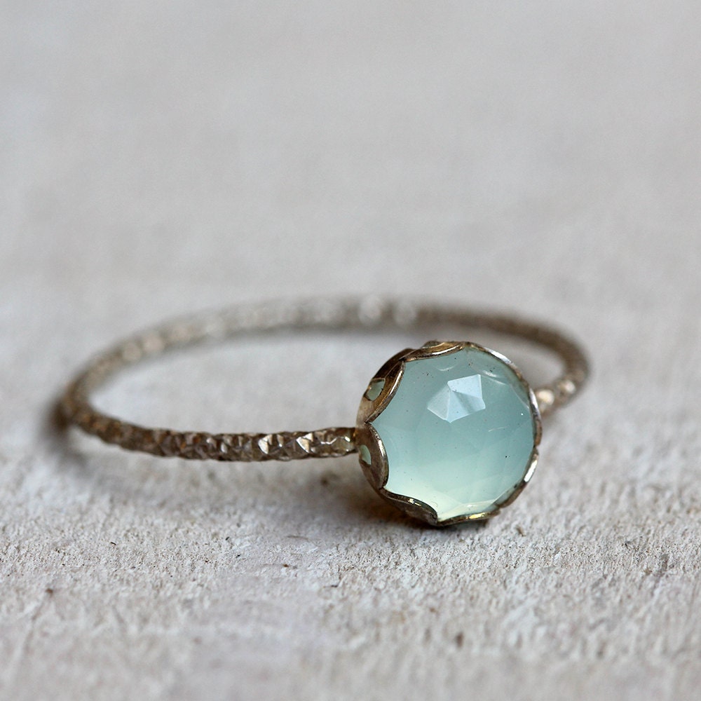 Blue Chalcedony Gemstone Ring - Etsy