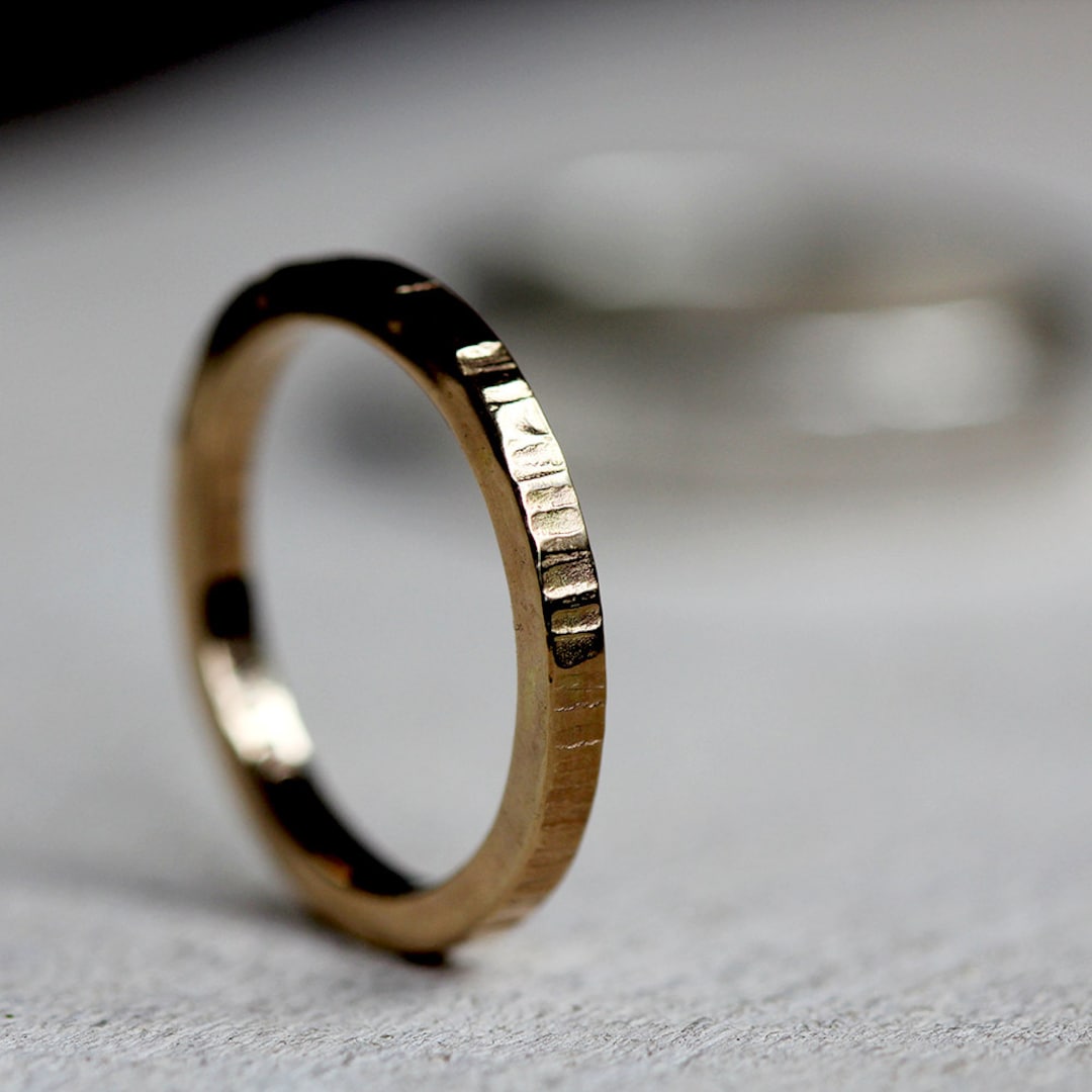 14k Gold Tree Bark Wedding Ring: Hand Hammered Recycled Gold Band - Etsy