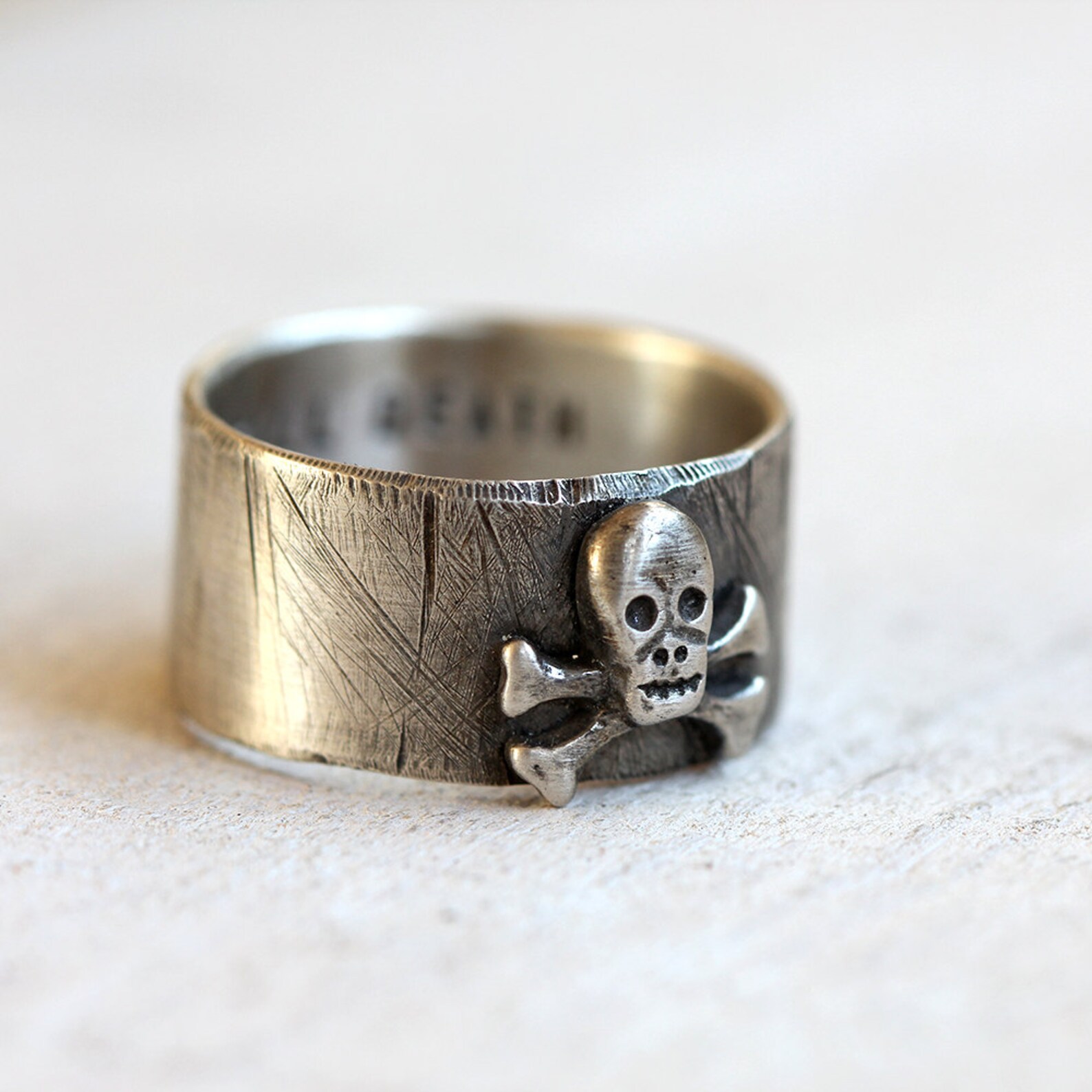 Skull and Crossbones Ring Sterling Silver Personalized Pirate - Etsy
