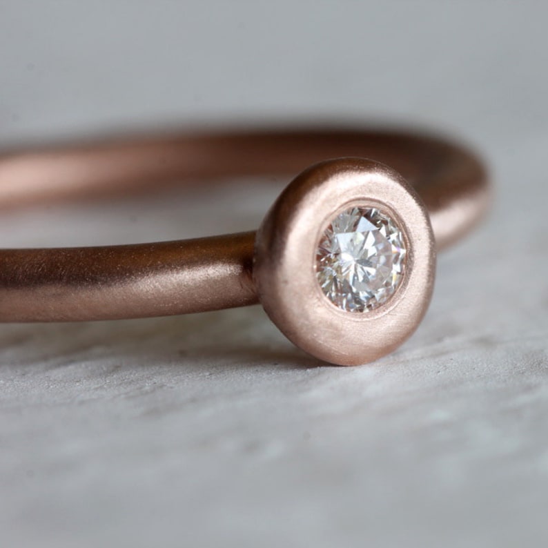 Rustic 14k or 18k Gold Diamond Engagement Ring Rustic Modern - Etsy