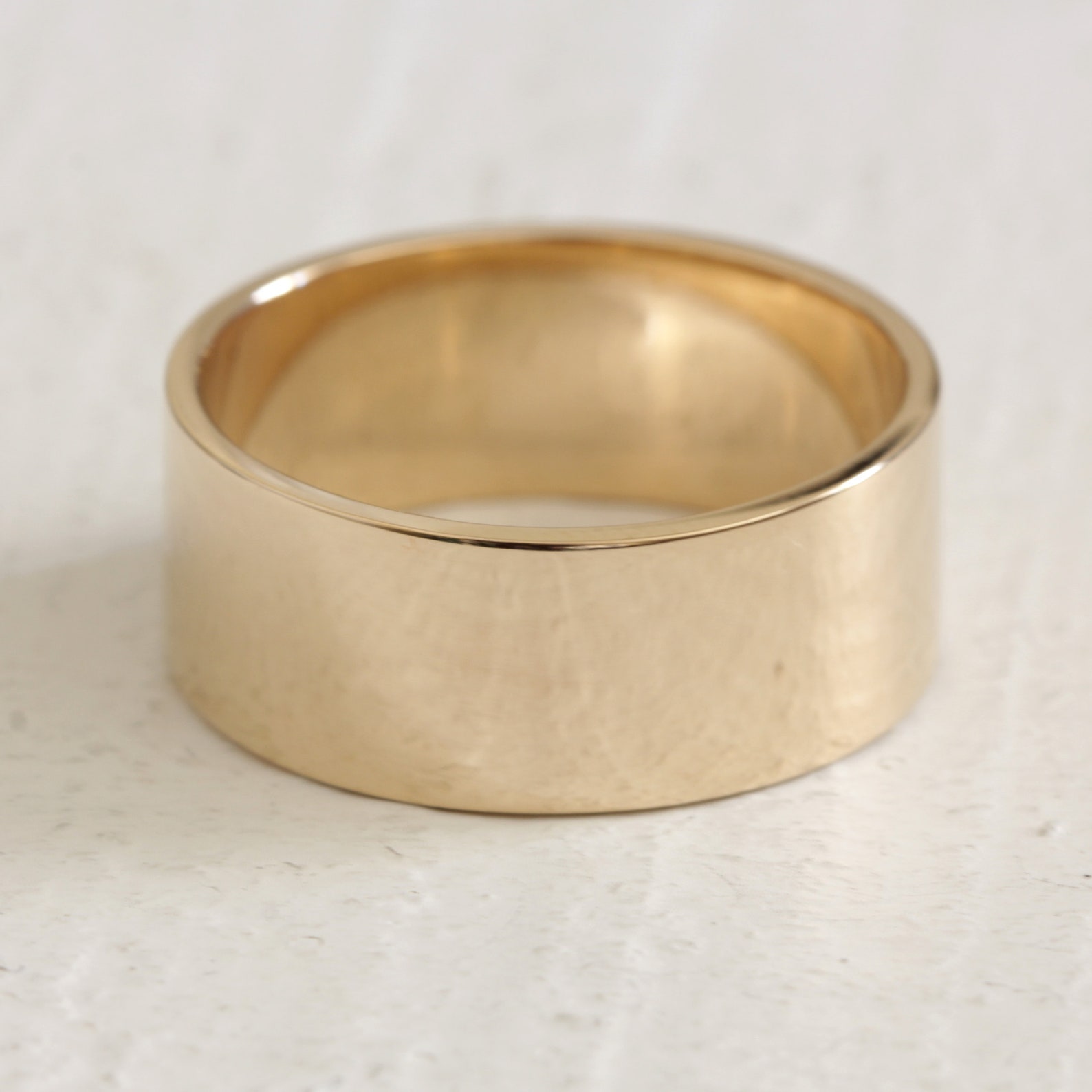 Men's Wide Band Wedding Ring 14k Gold | Etsy