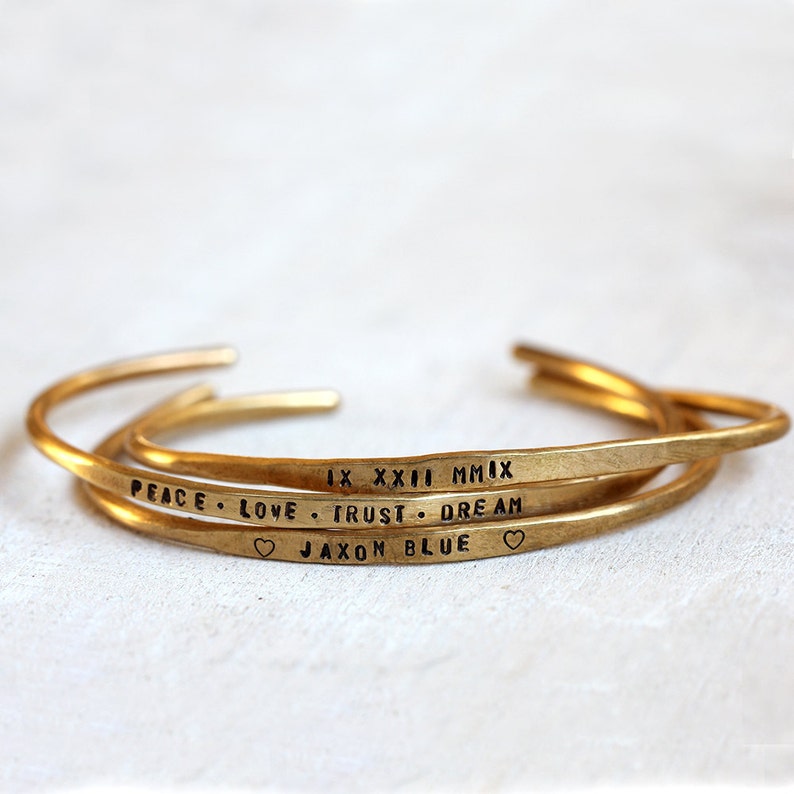 Personalized Brass Cuffs or Sterling Silver Cuffs Hand Stamped - Etsy ...