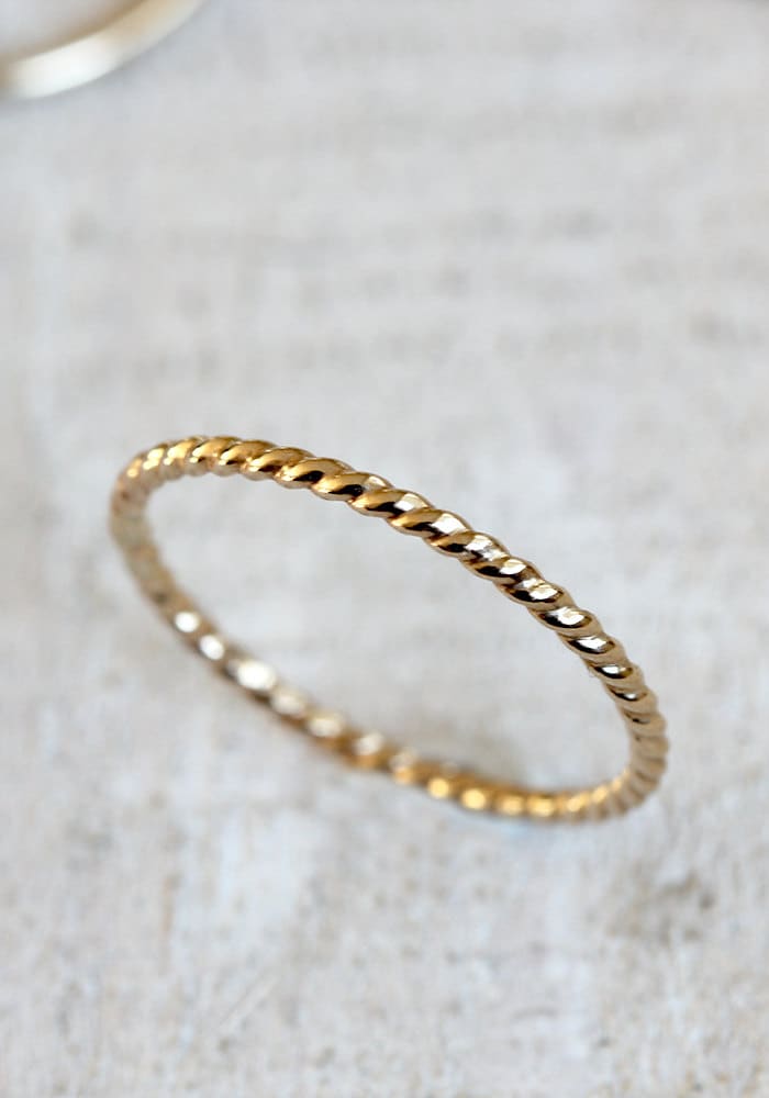 Twisted Wire Ring Solid 14k Gold Rope Ring - Etsy
