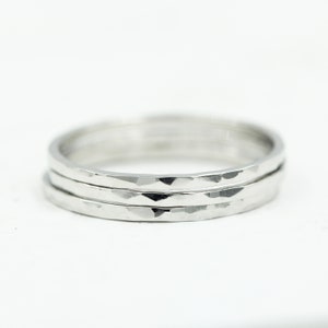 Hammered Platinum Stacking Rings - Etsy