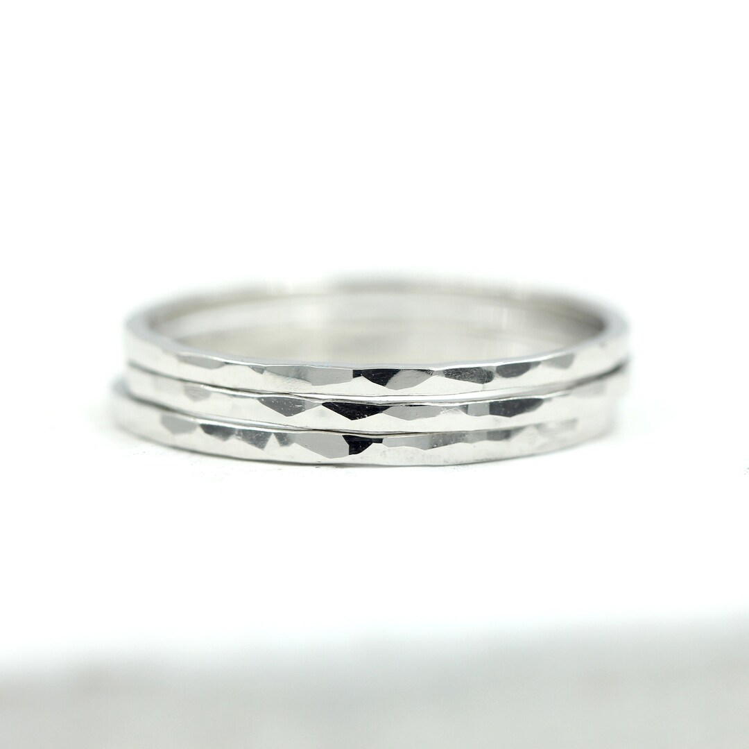 Hammered Platinum Stacking Rings - Etsy