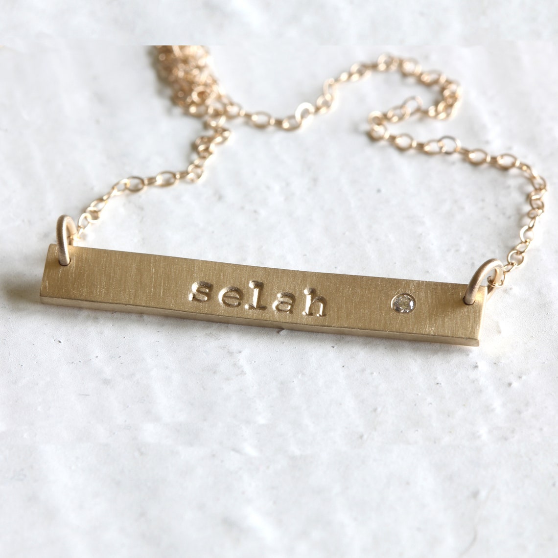 Personalized Gold Bar Necklace With Diamond - Etsy