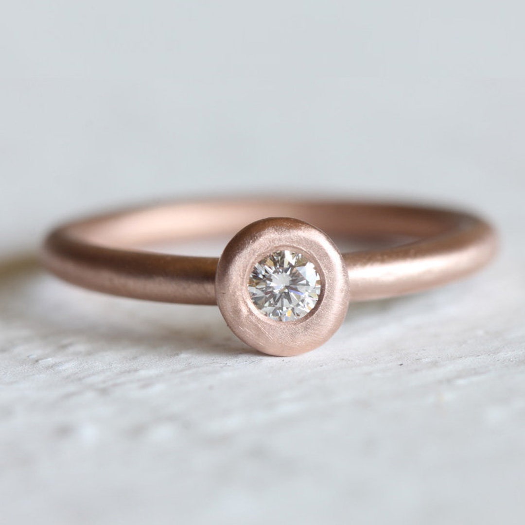 Rustic 14k or 18k Gold Diamond Engagement Ring - Rustic Modern Eco ...