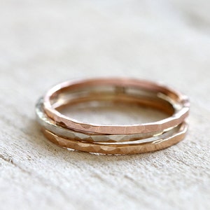 Stacking Rings 14k Gold Stacking Rings Solid 14k Gold - Etsy