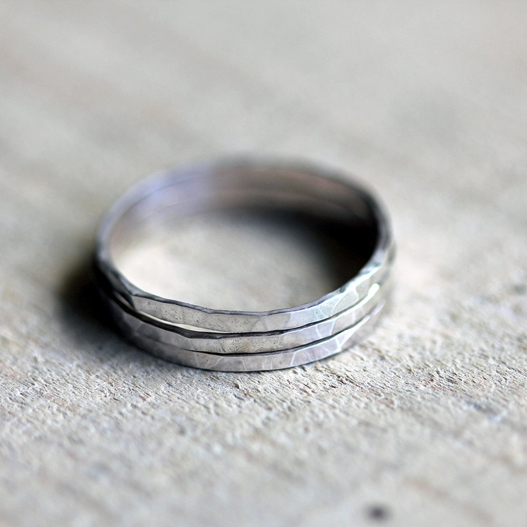 Hammered Sterling Silver Stacking Rings - Set of 3 - Etsy