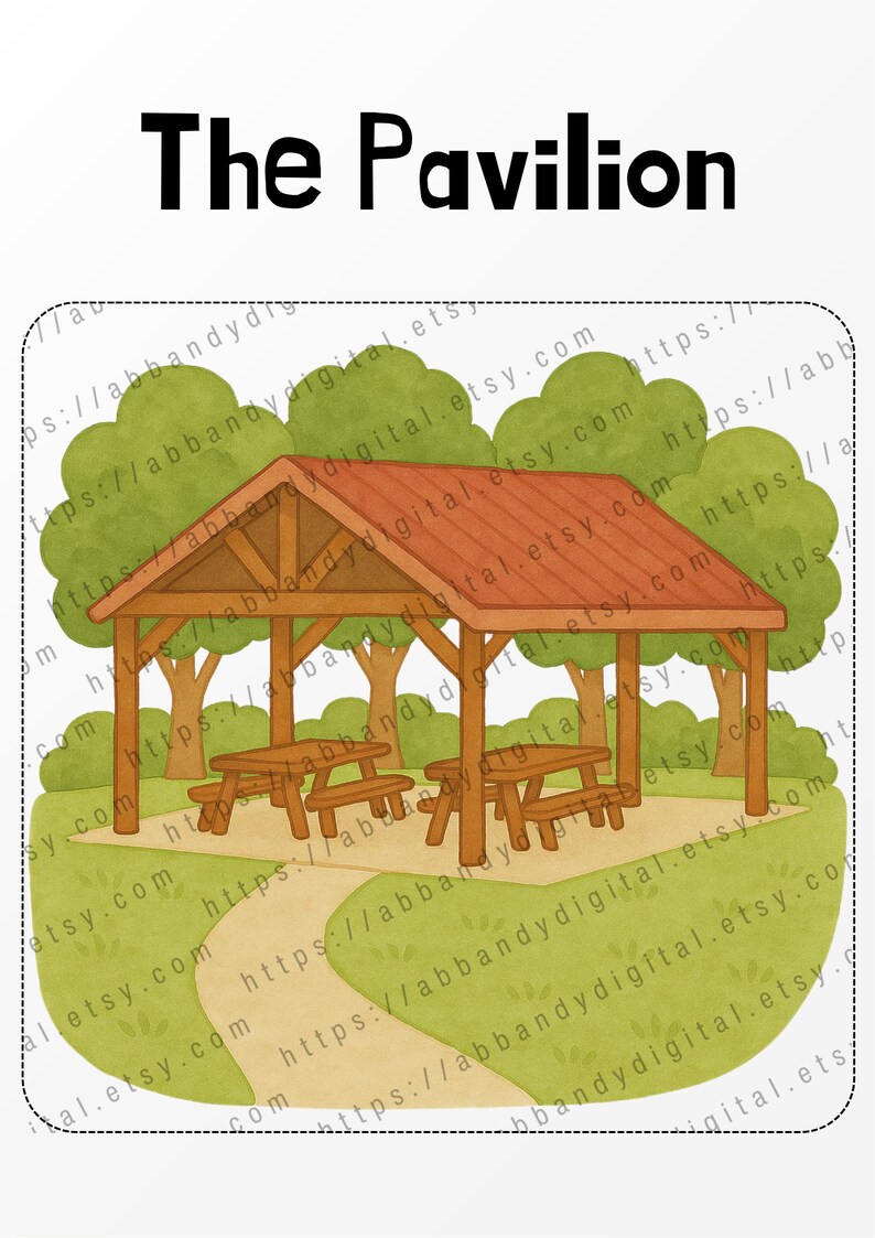 THE PAVILION Scene Printable Cut & Paste Activity PDF, Pretend Picnic ...
