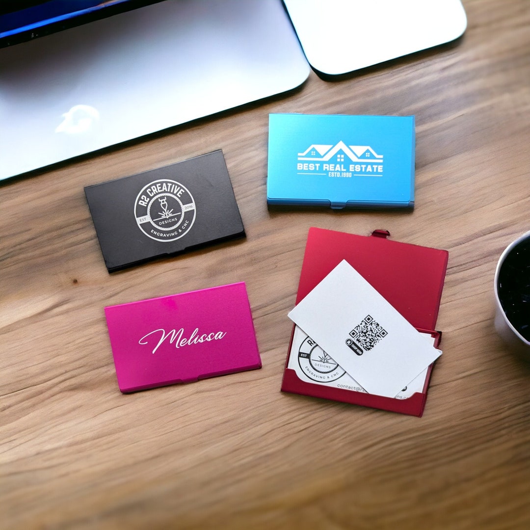 Custom Engraved Business Card Holder - Aluminum - Personalized - Etsy