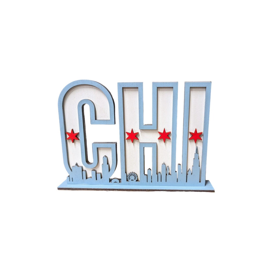 Chicago Skyline Mini Shelf Sign Letters - Chi Town - Flag - Etsy
