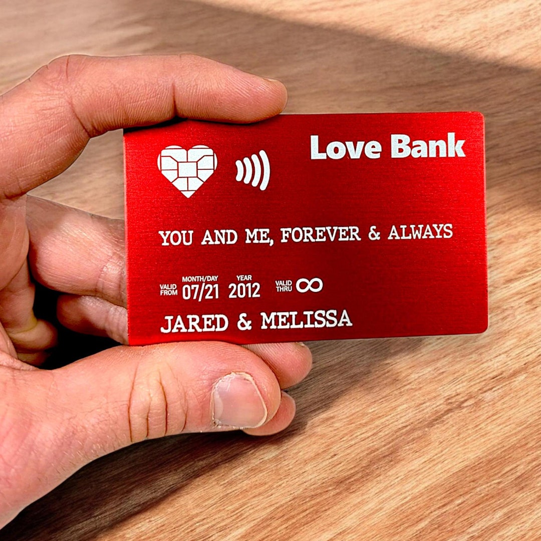 Love Bank Wallet Card - Engraved - Valentine's Day - Anniversary - Gift ...