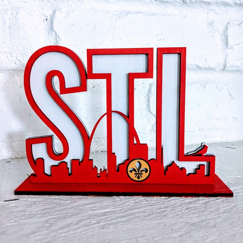 St. Louis Skyline Shelf Sign Letters - STL - Arch - Cardinal - Fleur-de ...