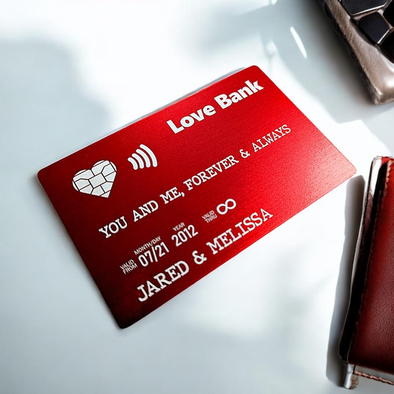 Love Bank Wallet Card - Engraved - Valentine's Day - Anniversary - Gift ...