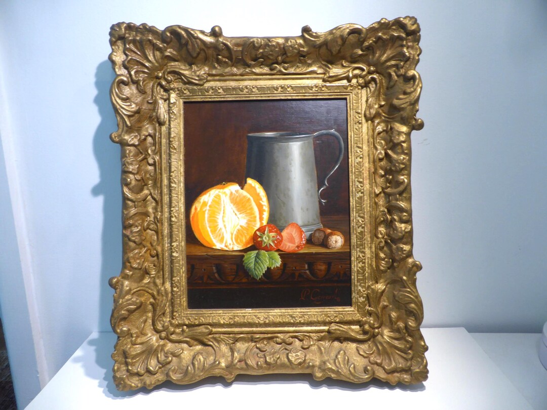 Philip Gerrard Oil Painting Signed Still Life Tankard and Fruit Rococo Gilt Frame - Etsy