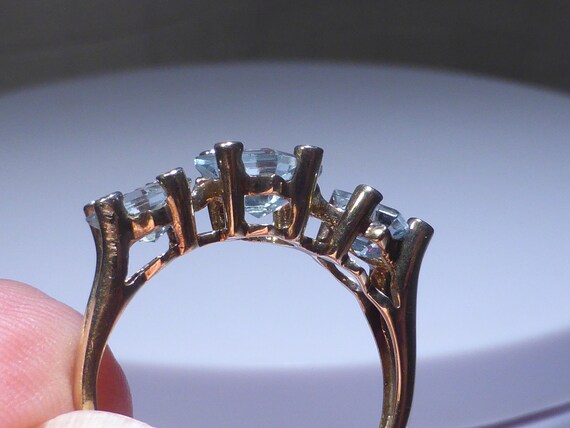 9ct Gold Aquamarine Diamond Accent Ring UK Hallmark M… - Gem